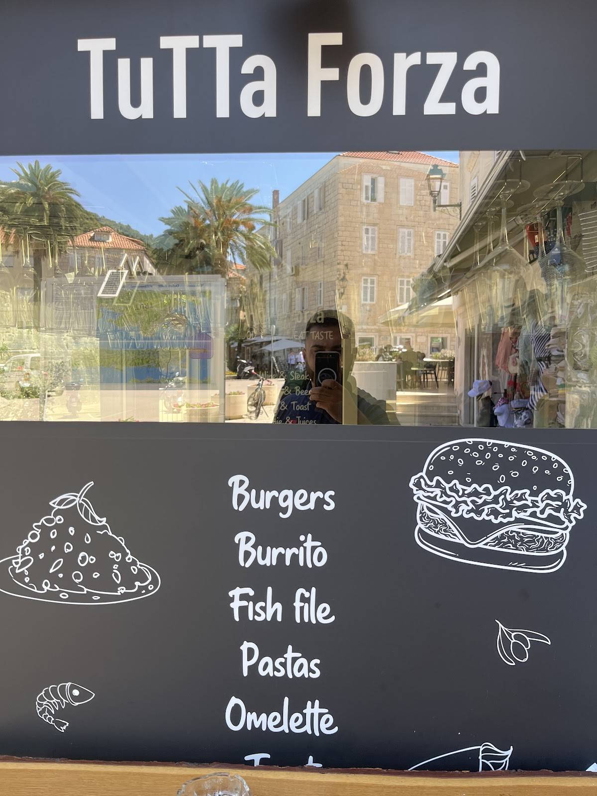 Menu at Tutta Forza restaurant, Korčula