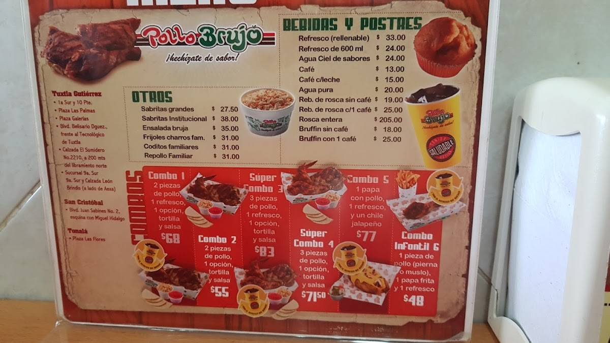 Carta del restaurante Pollo Brujo, Tuxtla Gutiérrez, #2632 L-5 Plaza