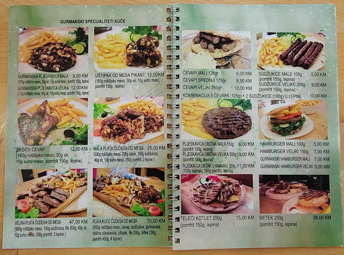 Menu at ROŠTILJNICA Čudesa od mesa restaurant, Tuzla