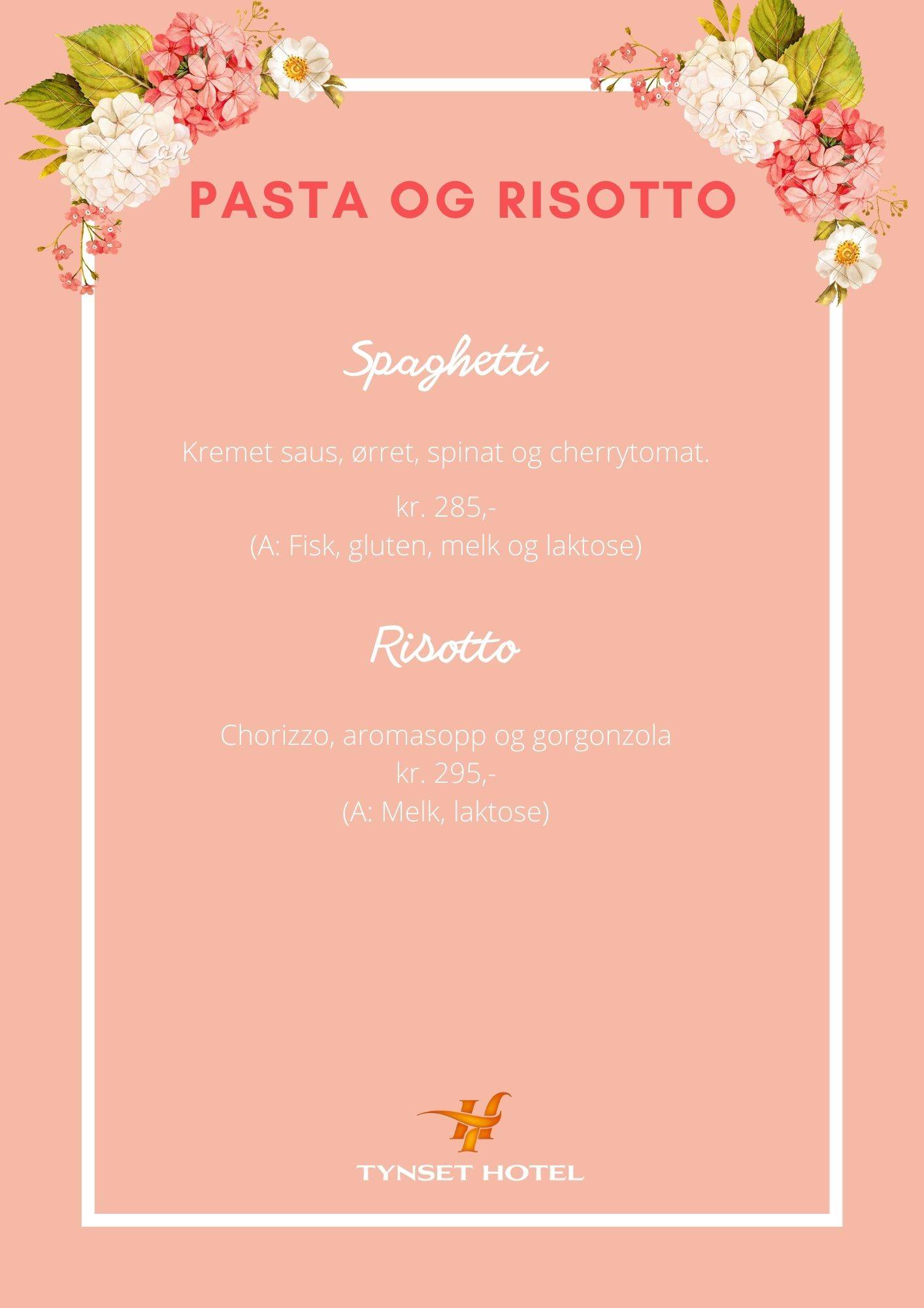 Menu at Tynset Hotel AS, Tynset