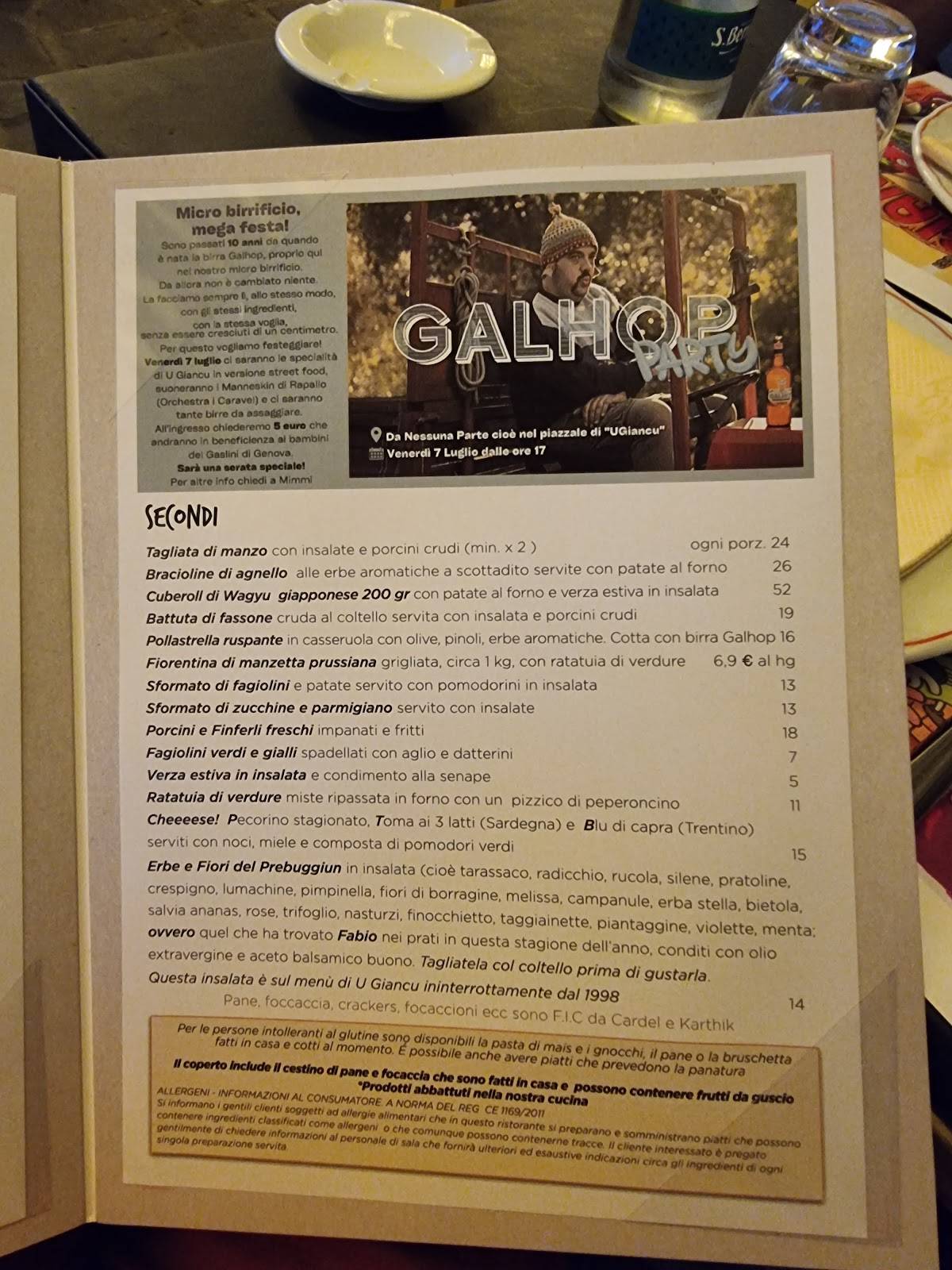 Menu da u Giancu ristorante, Rapallo