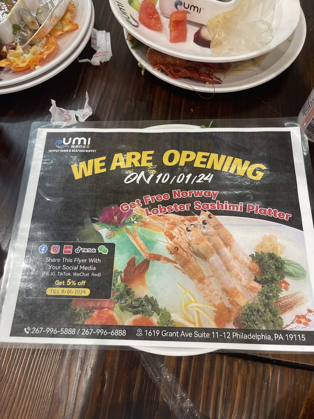 Menu at Umi Hot Pot Sushi & Seafood Buffet restaurant, Philadelphia
