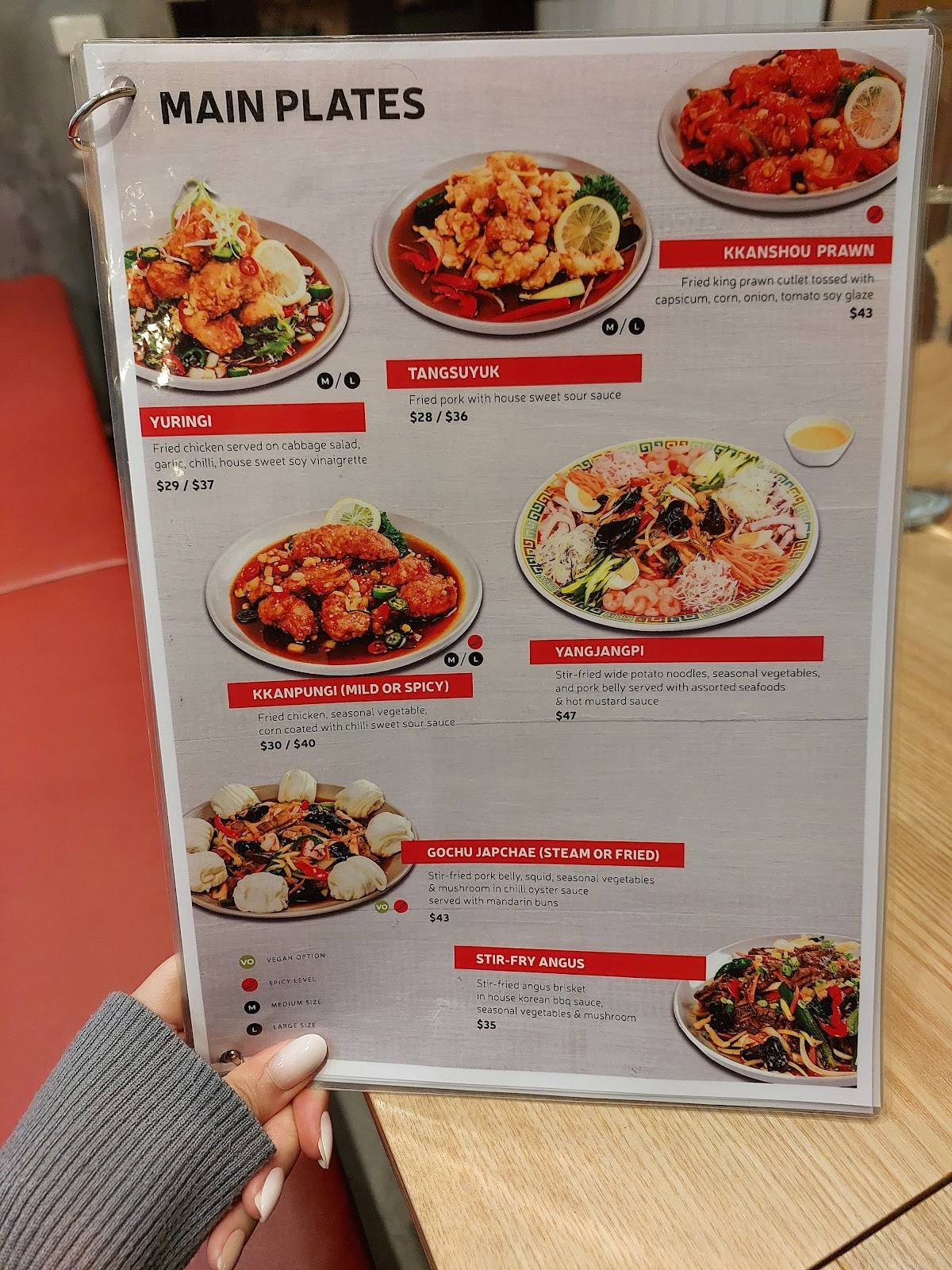 Menu at Uncle Yoon Korean restaurant, Melbourne