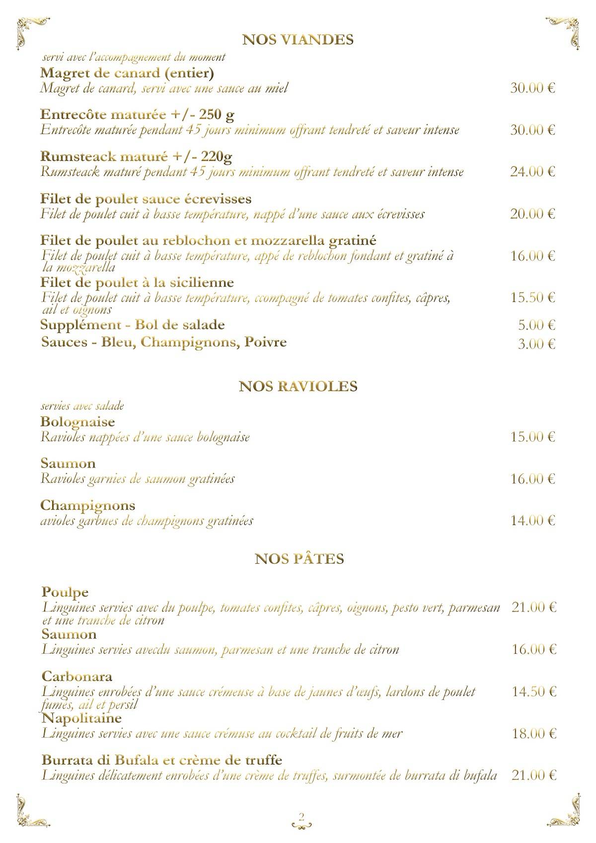Menu au VIP Restaurant Brasserie, Grenoble