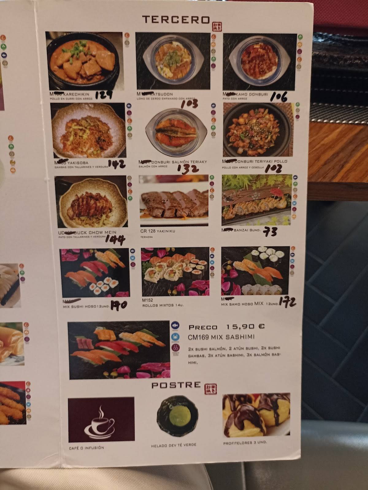 Menu at Restaurante Ocha-Yaki, Alfafar