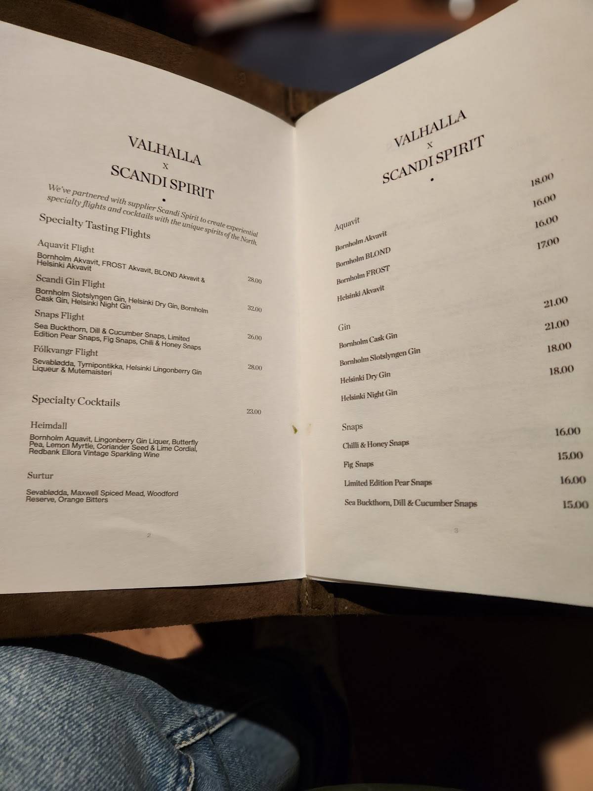 Menu at Valhalla pub & bar, Melbourne