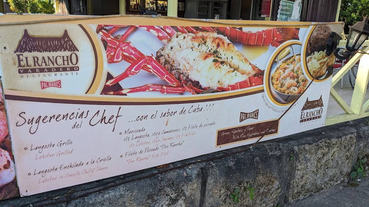 Menu at El Rancho restaurant, Varadero, 5P3X+CGW