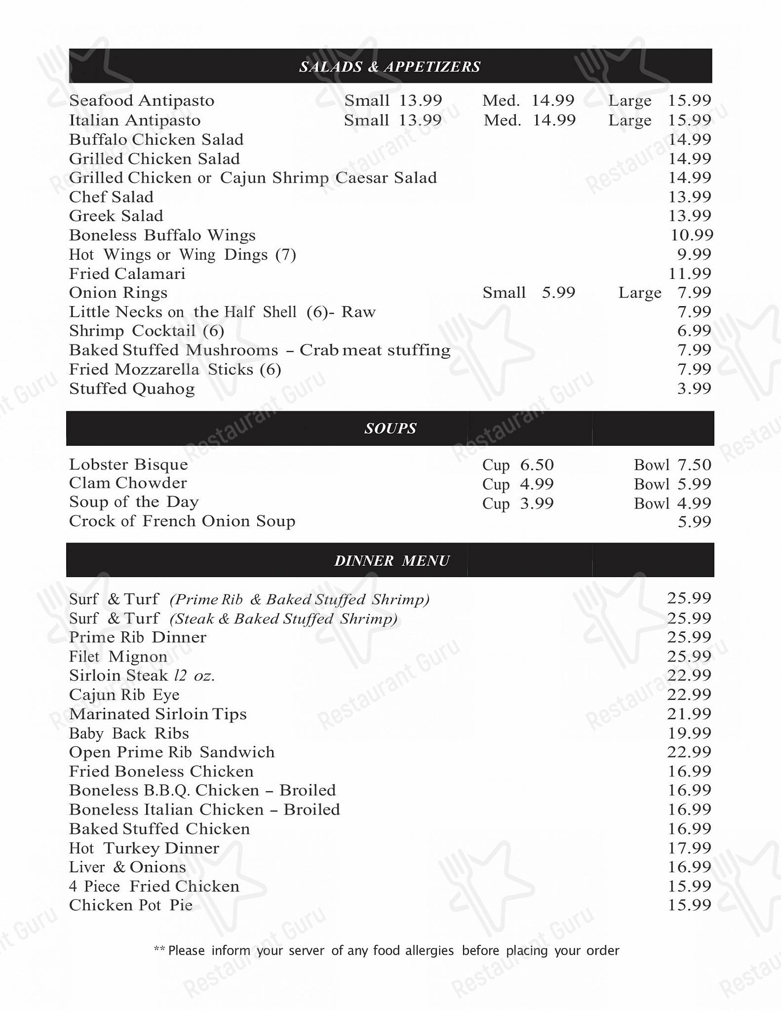 Menu at Vel's Family Restaurant & Lounge, Wareham