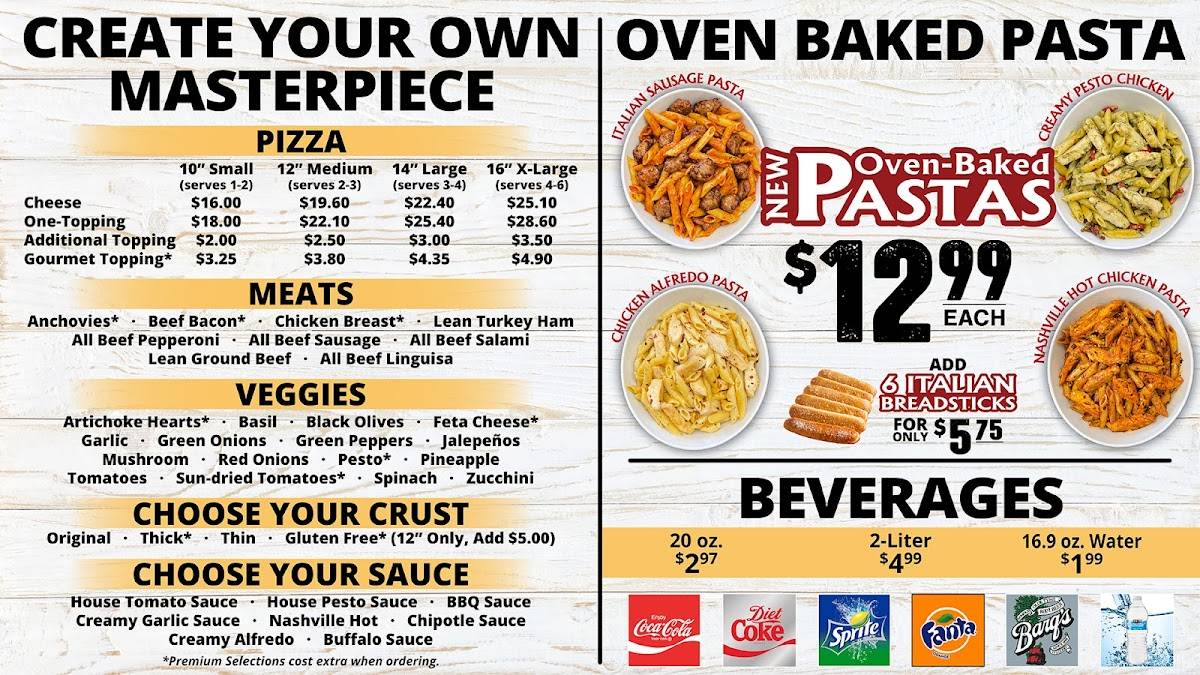 Menu at Via Mia Pizza pizzeria, Morgan Hill, Monterey Rd