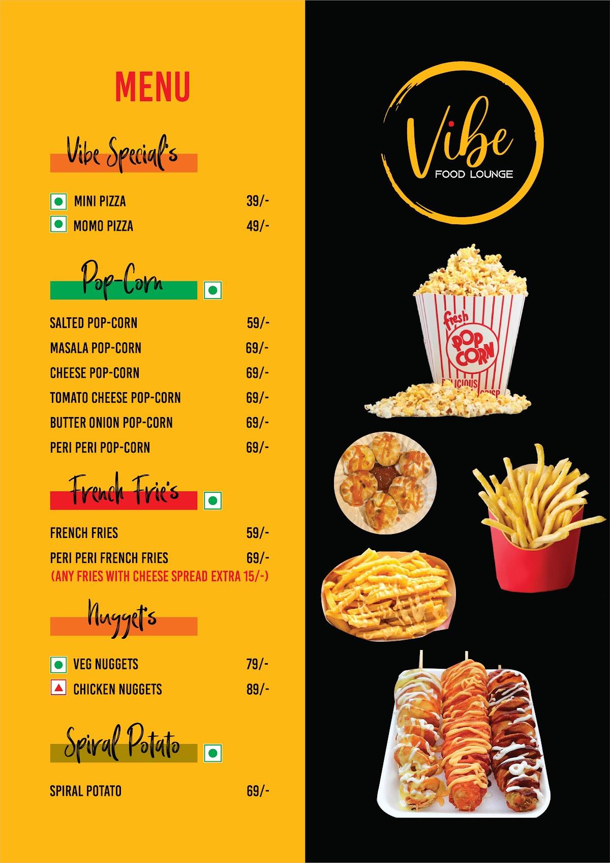 Menu at Vibe Food Lounge, Hyderabad, 8