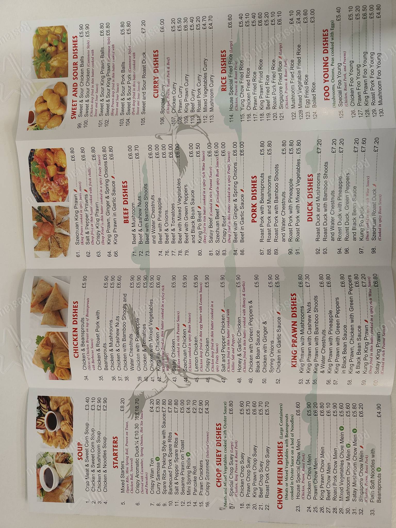 Menu at Victoria House restaurant, Tisbury