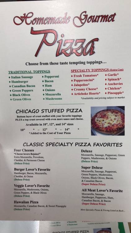 Menu at Village Pizza & Deli of New Athens pizzeria, New Athens