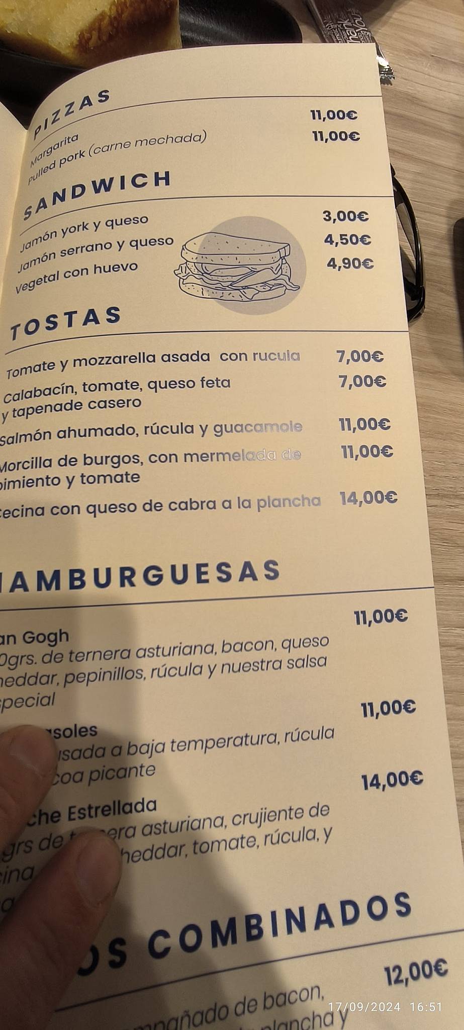 Carta de Van Gogh café, Gijón
