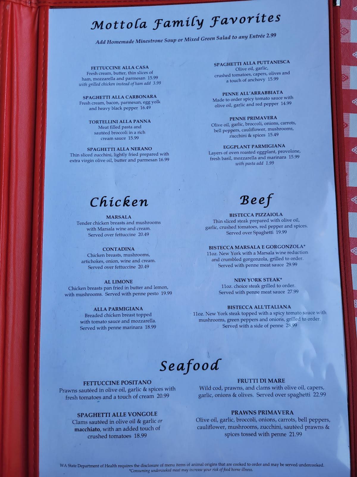 Menu at Vince's Italian Restaurant & Pizzeria, Burien, 4th Ave SW
