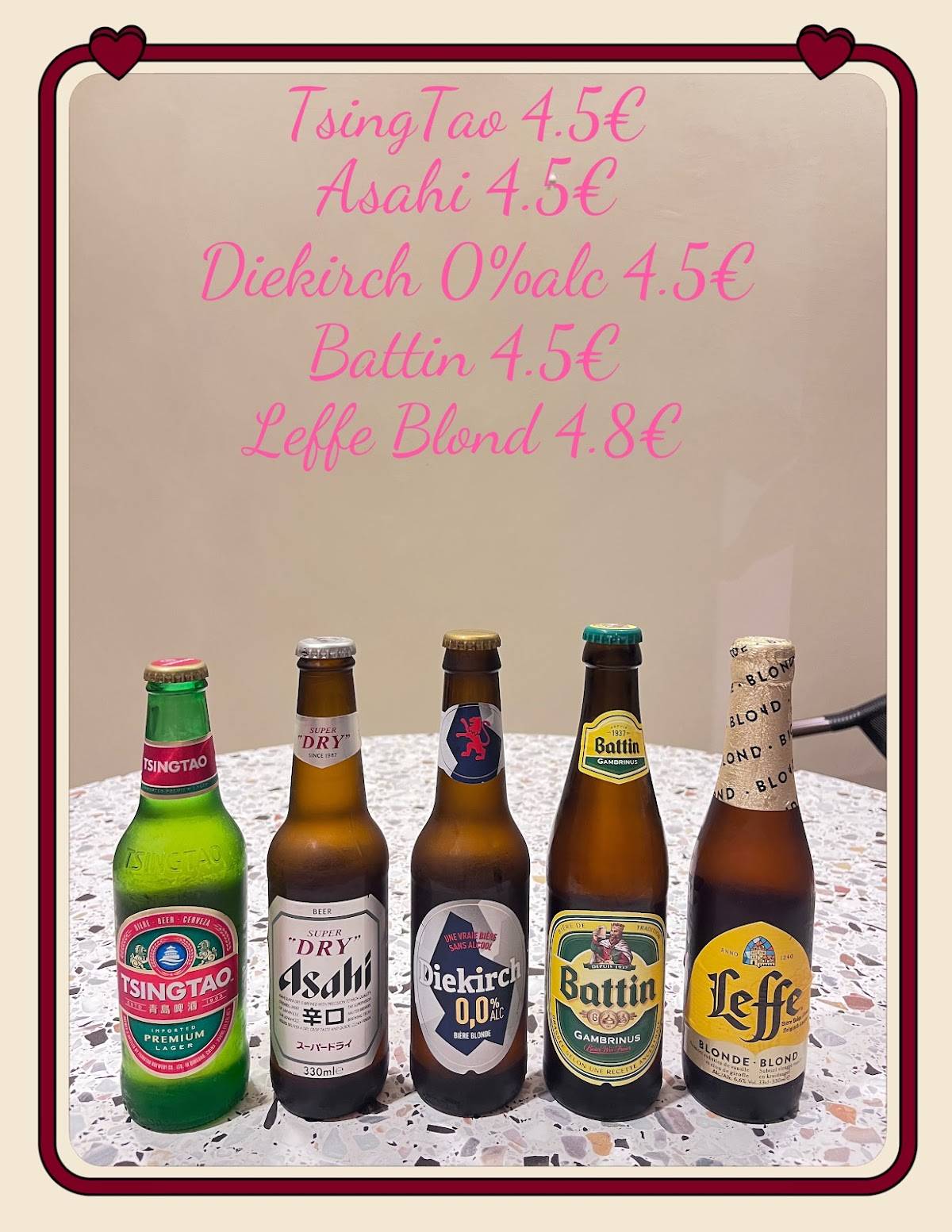 Menu at WAHAHA restaurant, Luxembourg City