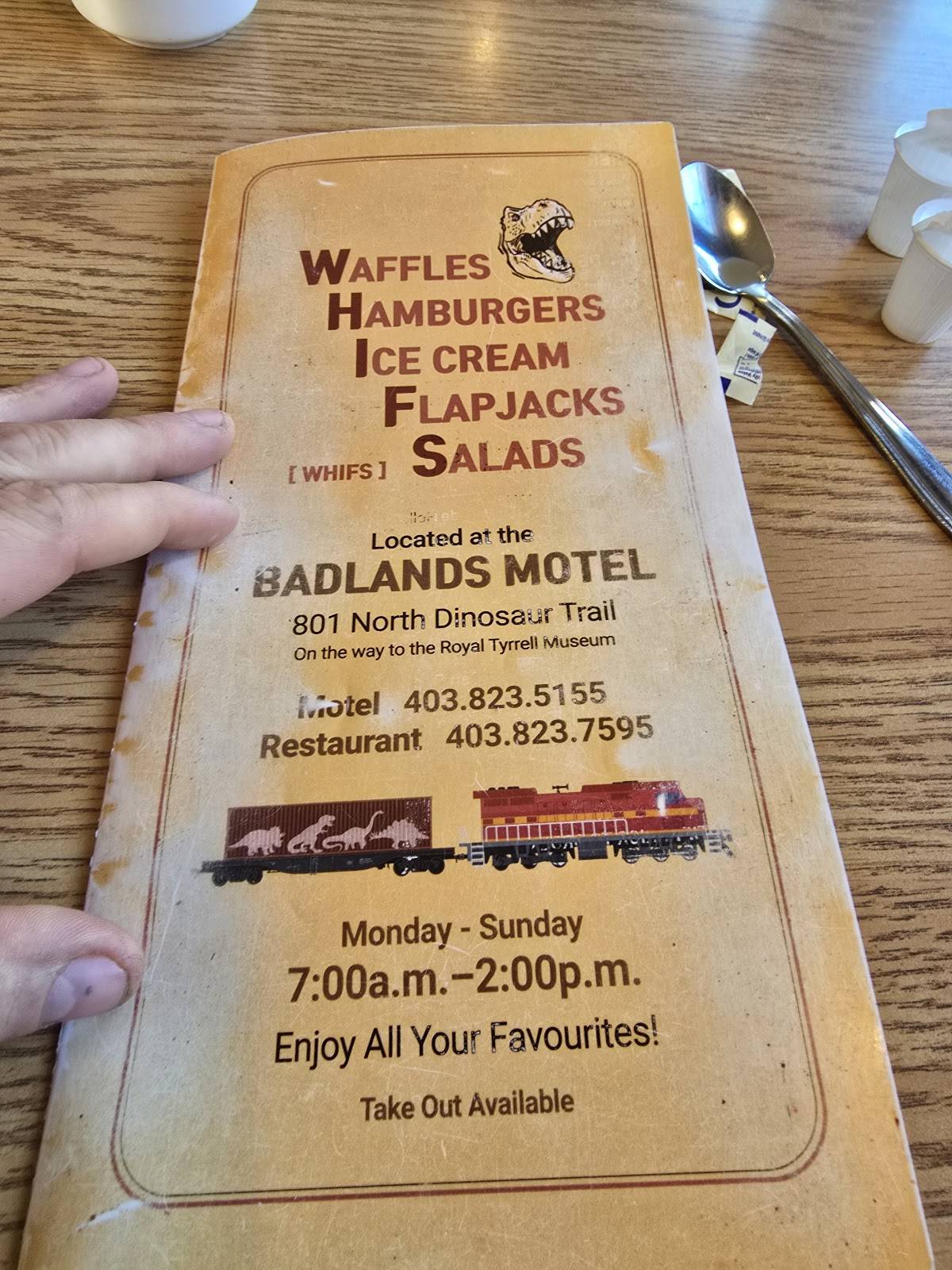Menu at WHIFS Flapjack House restaurant, Drumheller