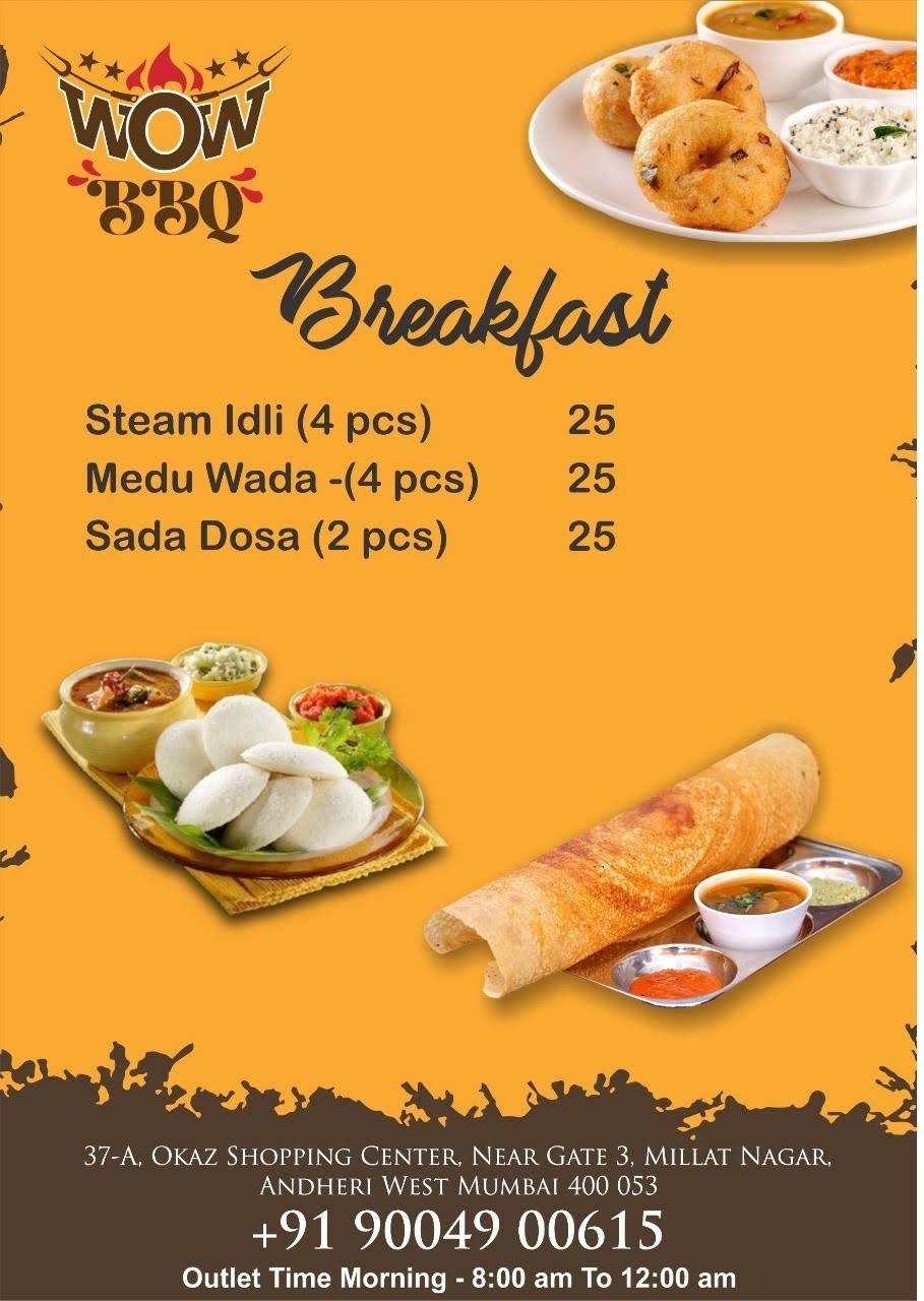 Menu at WOW BBQ, Mumbai