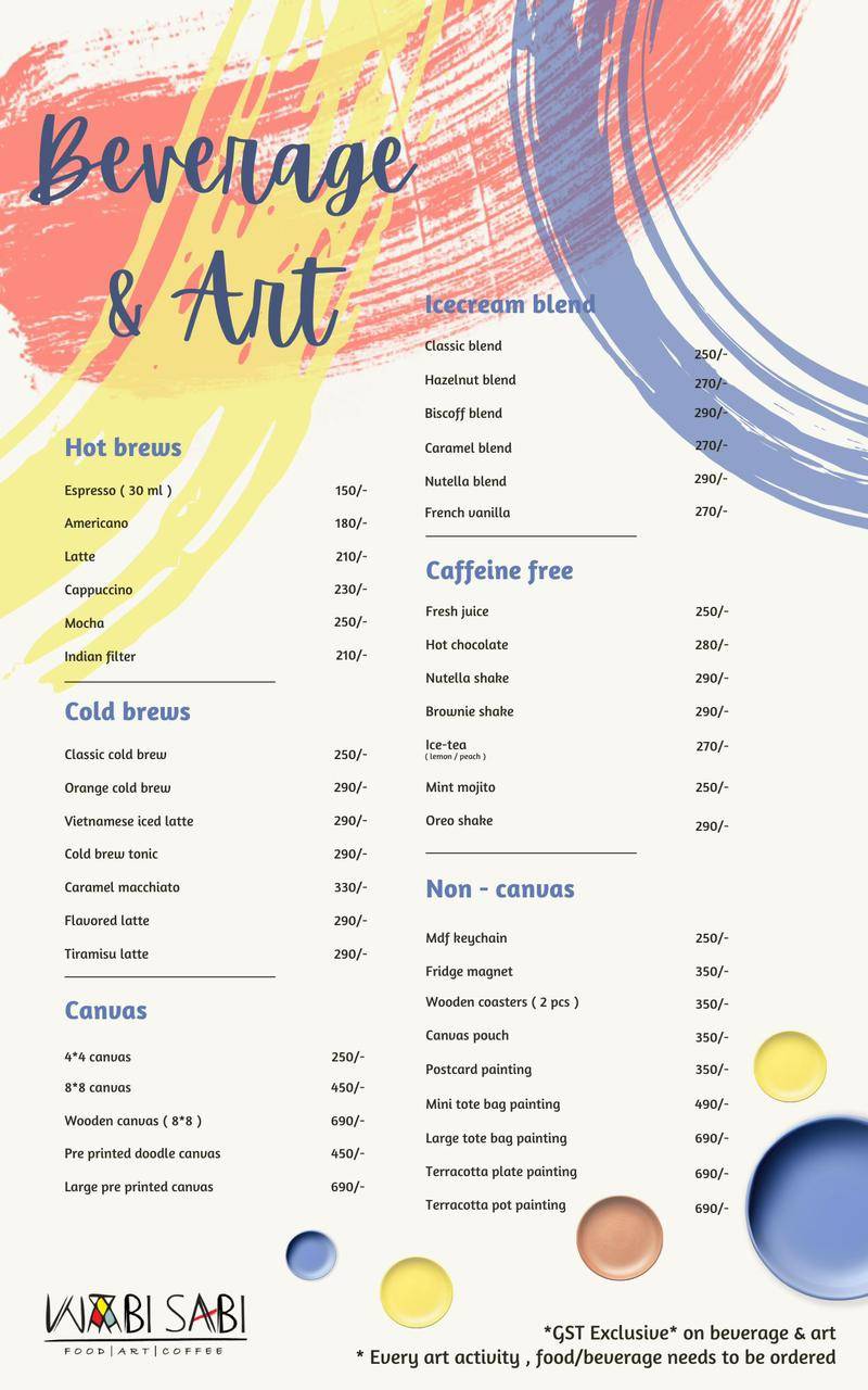 Menu at Wabi Sabi - Art Cafe, Ahmedabad