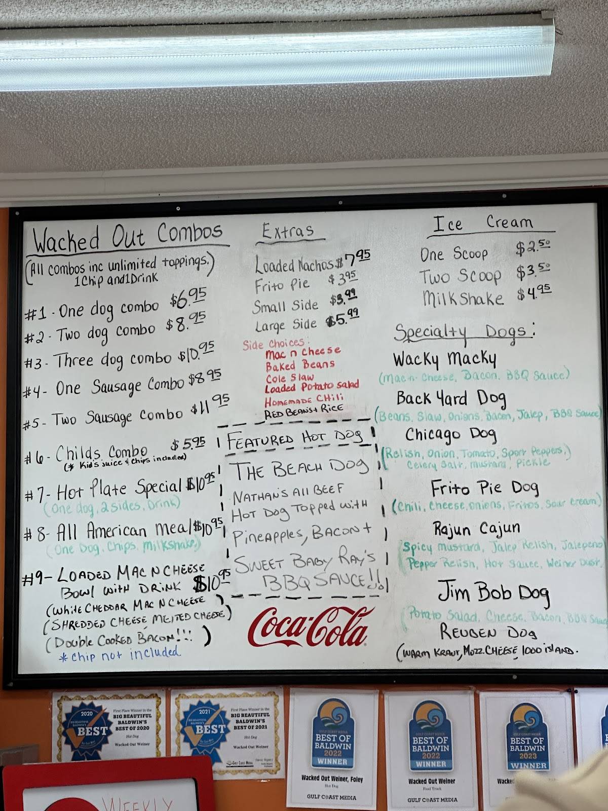 Menu at Wacked Out Weiner restaurant, Foley, 215 E Laurel Ave
