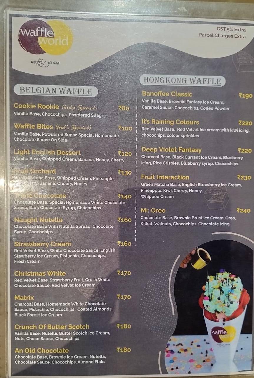 Menu at Waffle World, Surat