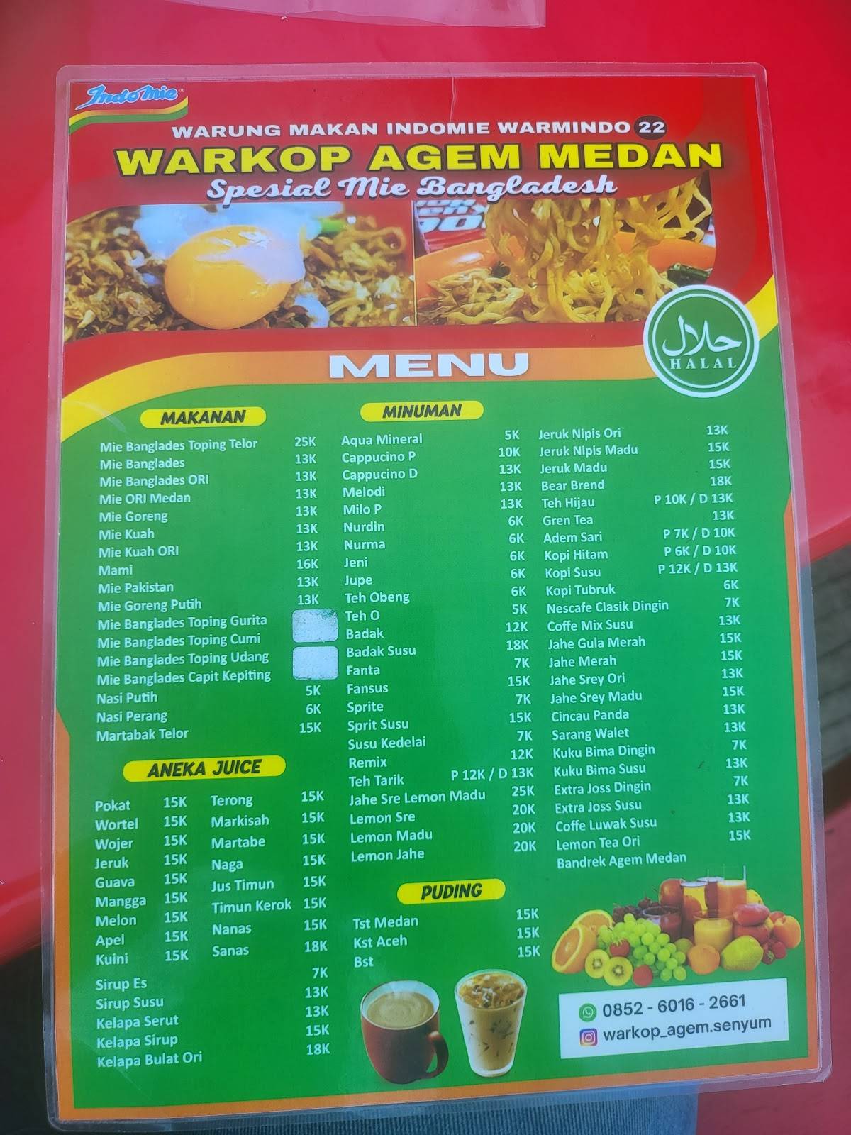 Menu at Warkop Agem Medan Spesial Mie Bangladesh Cabang Batam ...