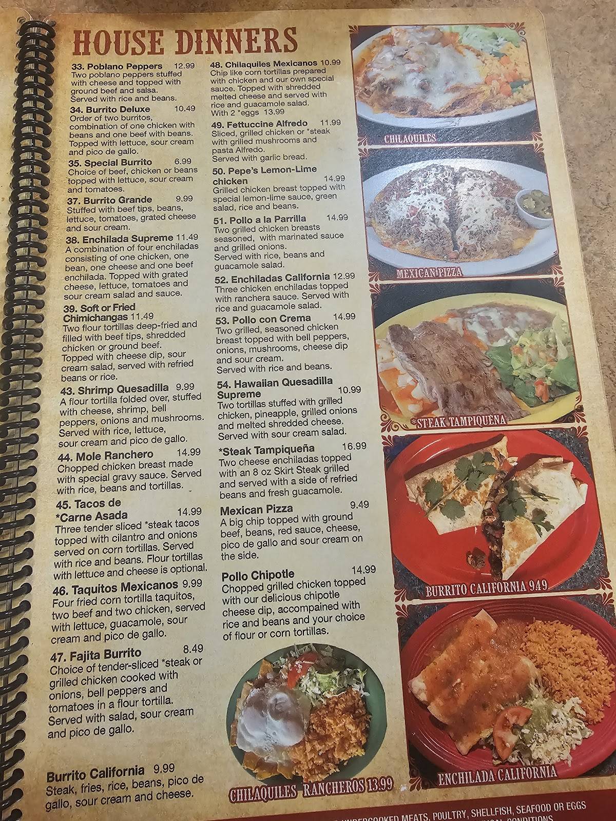 Menu at La Cabana Mexican Restaurant, Warner Robins