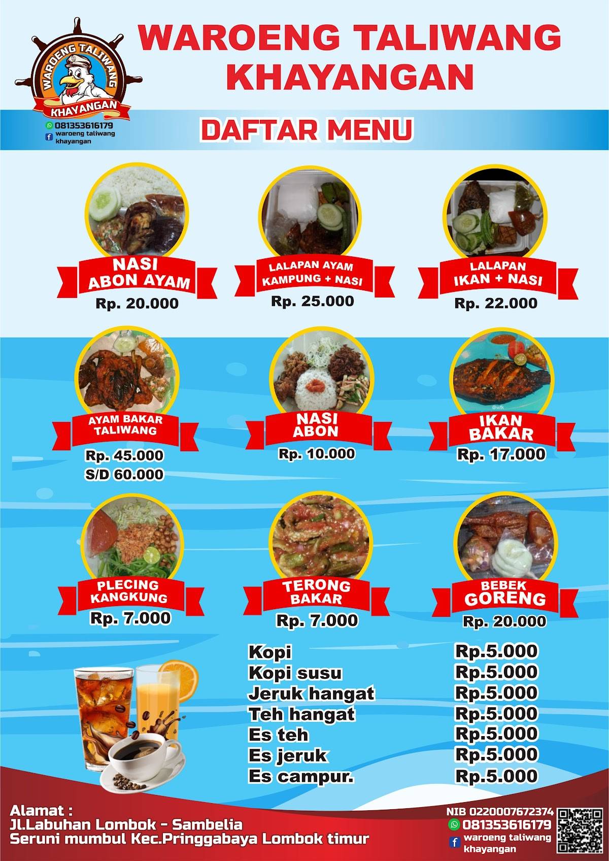 Menu at Waroeng taliwang khayangan restaurant, Indonesia, BTN Khayangan ...
