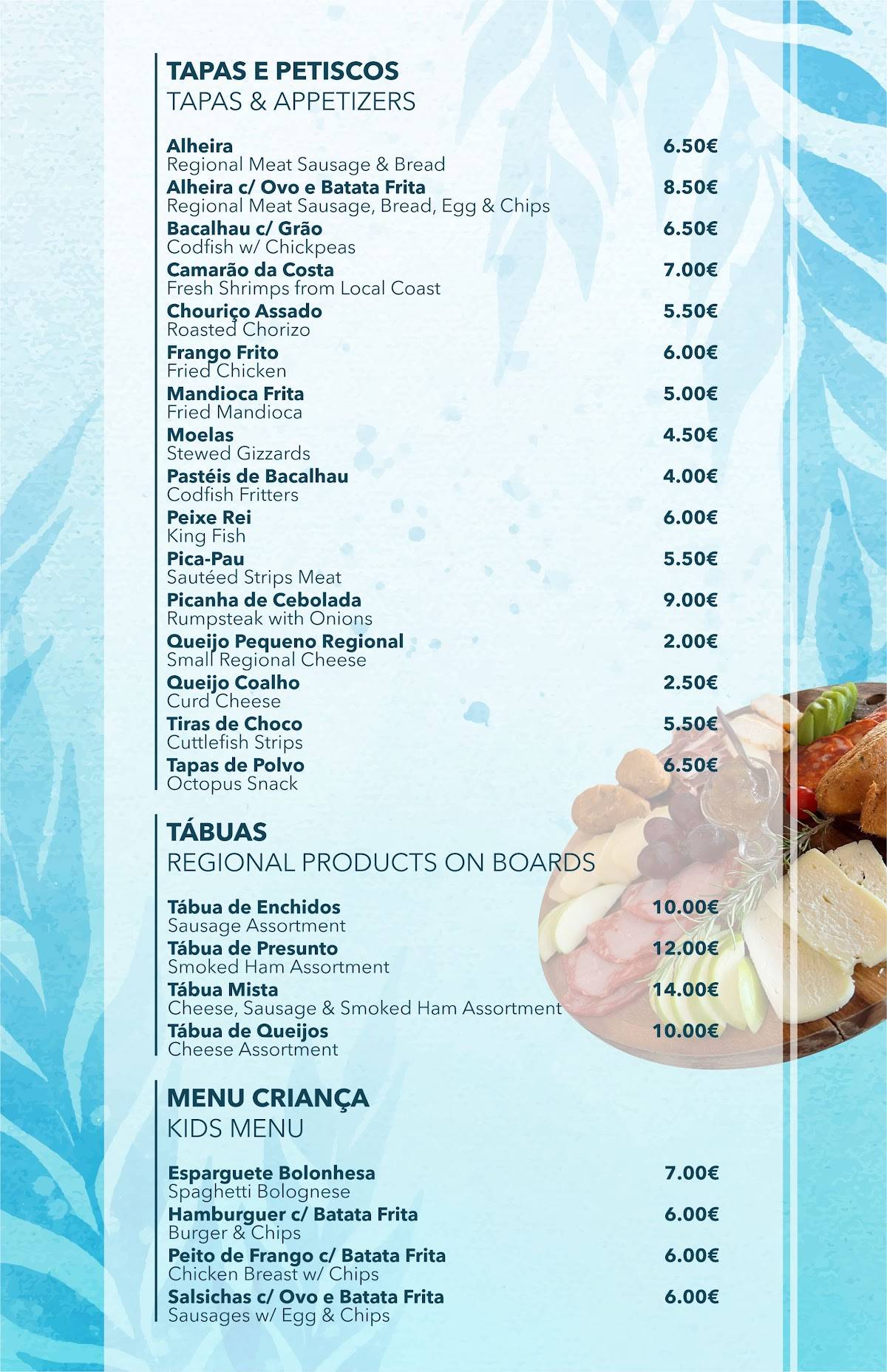 Menu em Água Plaza Snack Bar, Olhos de Água