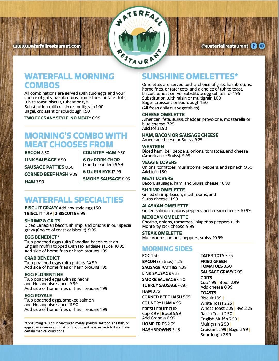 Menu at Waterfall Restaurant, Vero Beach