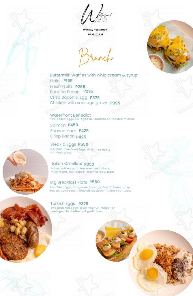 Menu at Waterfront Seafood & Cocktails restaurant, Iloilo City