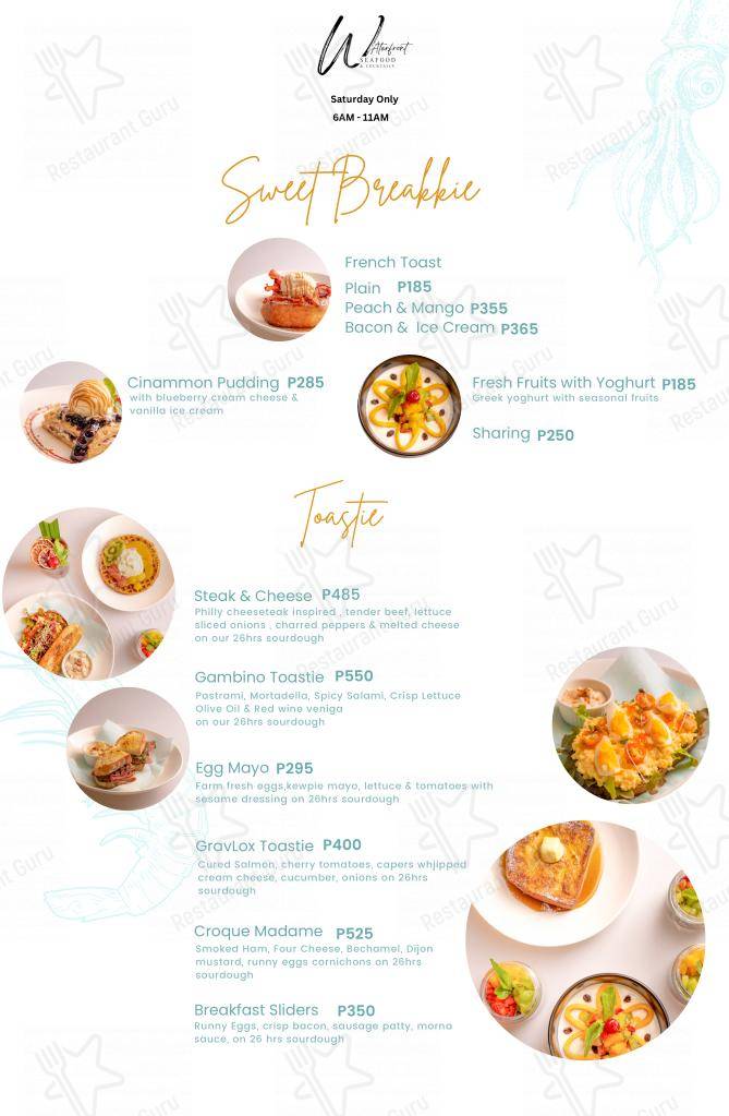 Menu at Waterfront Seafood & Cocktails restaurant, Iloilo City