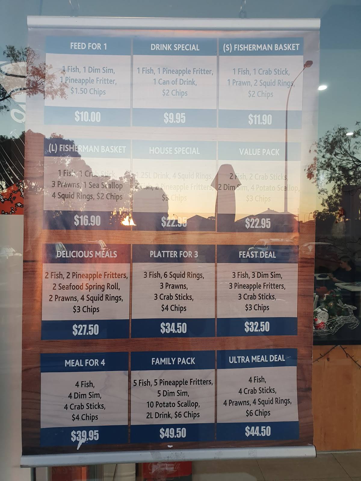 Menu at Wattle Grove Fish and Chips restaurant, Wattle Grove