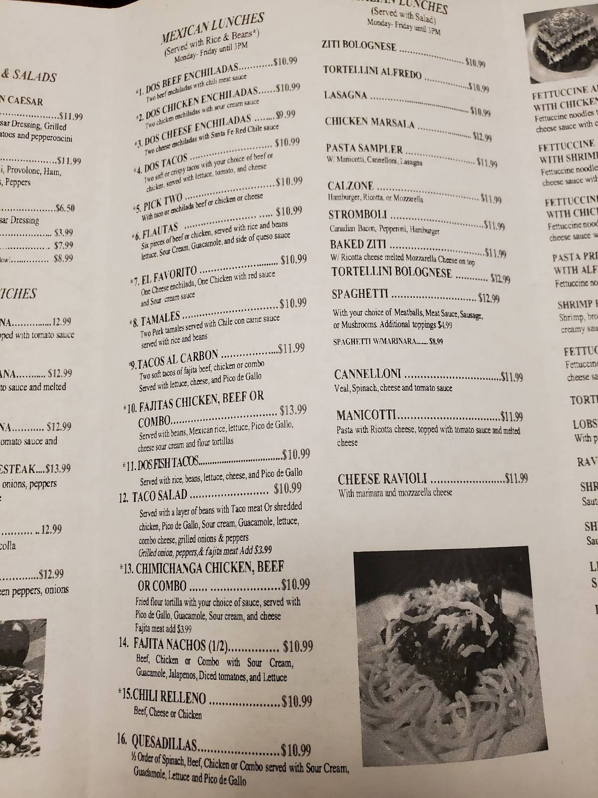 Menu at Tomatoes Mexican & Italian restaurant, Waxahachie