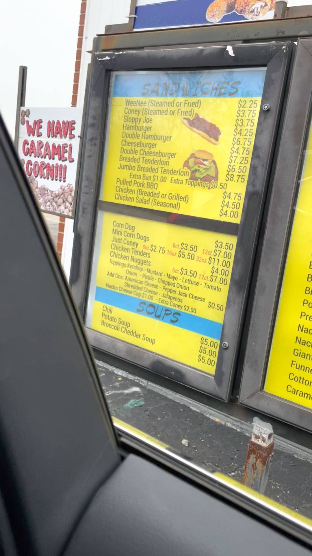Menu at Weenee World fast food, New Castle