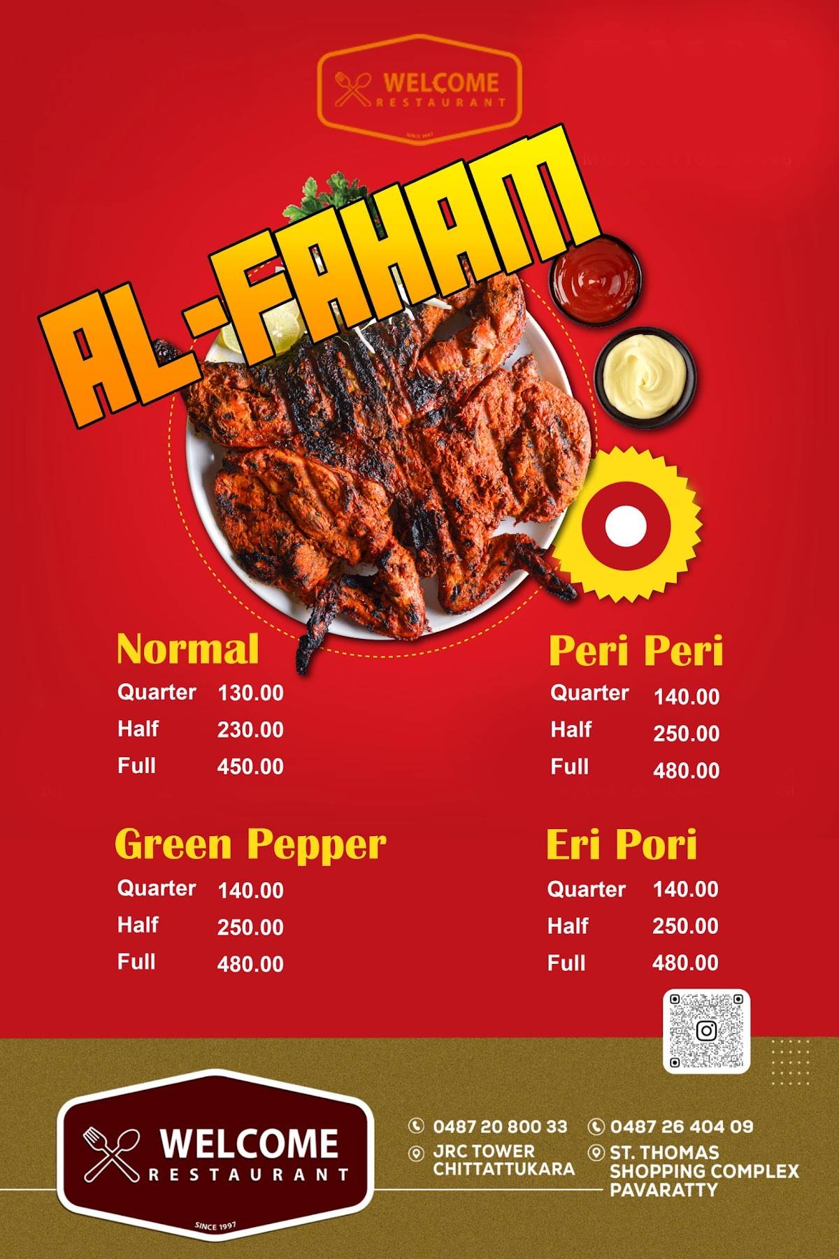 Menu at Welcome Restaurant, Chittattukara, Chittattukara