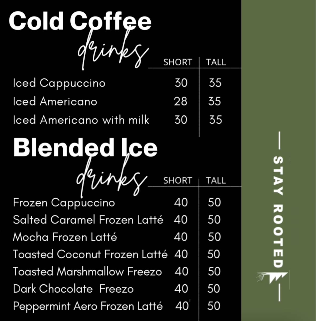 Menu at West Cafe, Pretoria