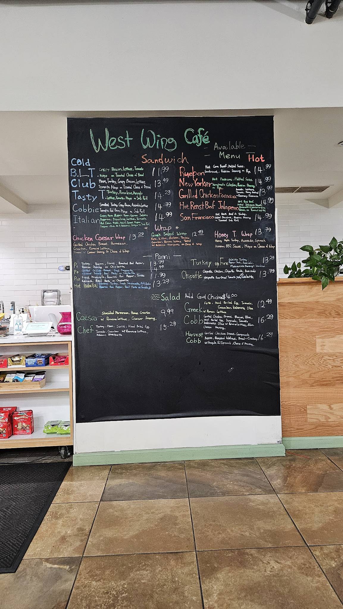 Menu at West Wing Cafe, Washington, 1111 Pennsylvania Ave. N.W