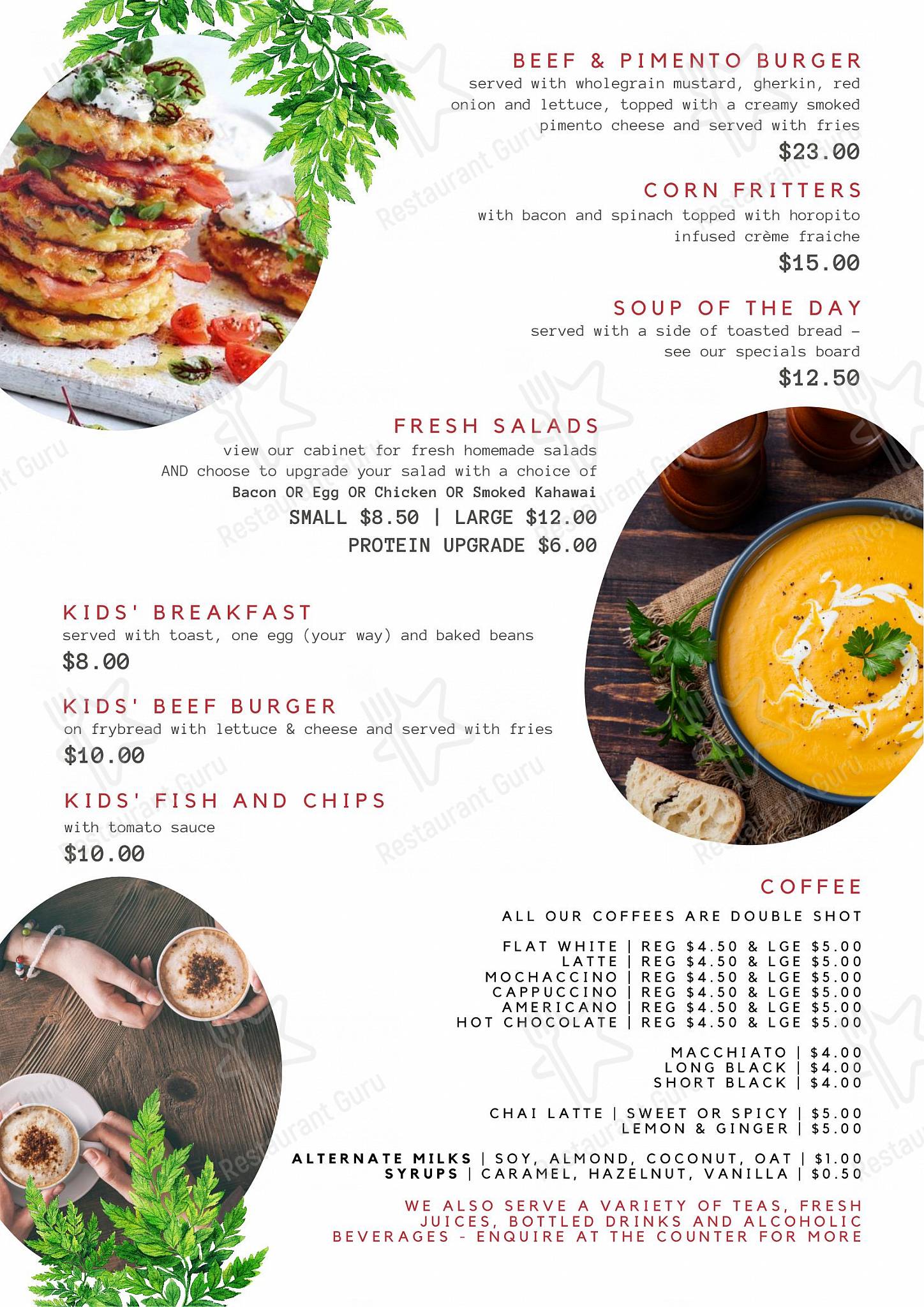 Menu at Whare Waka Café cafe, Waitangi