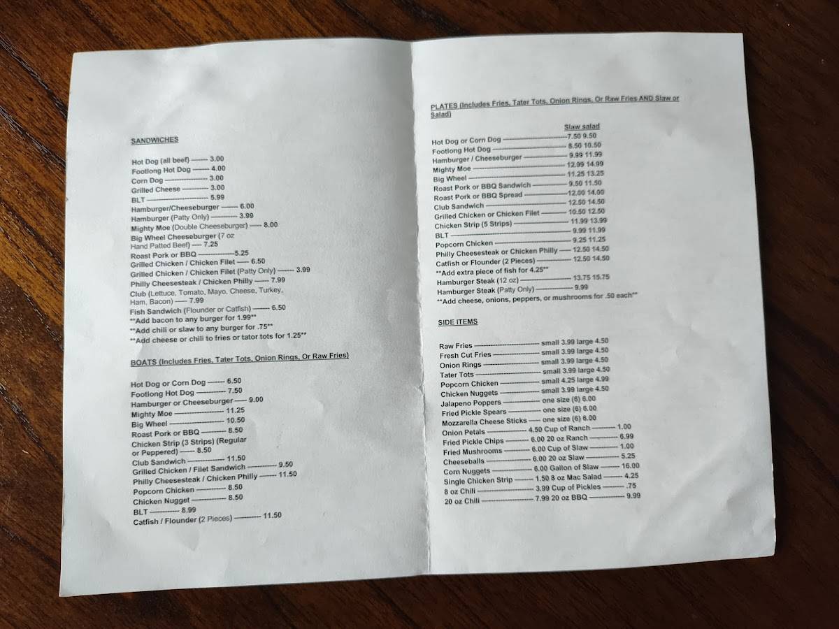 Menu at Wheel-In Restaurant, Lancaster