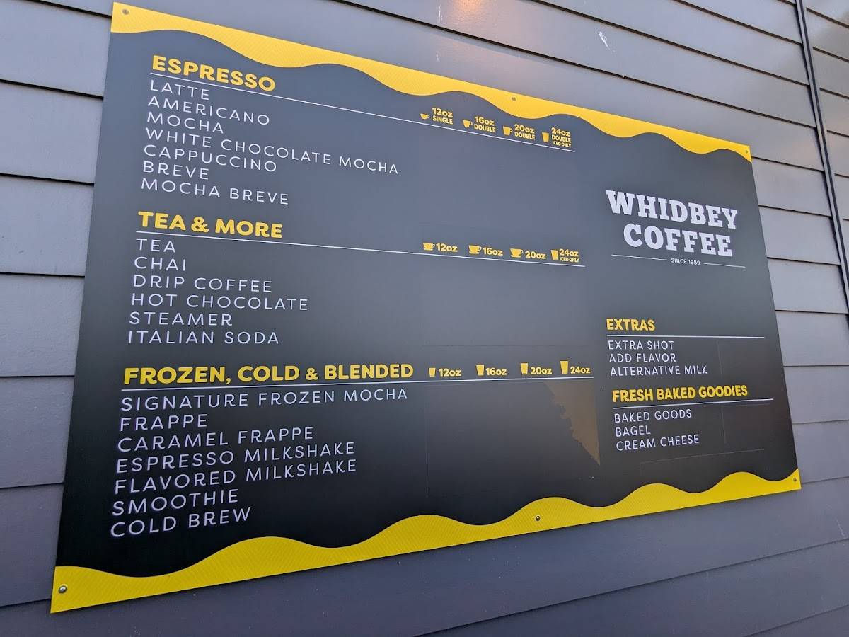 Menu at Whidbey Coffee cafe, Burlington, Marketplace Dr