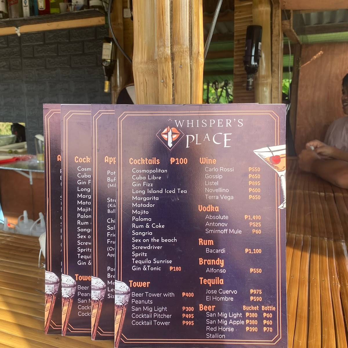 Menu at Whisper's Place pub & bar, Tuguegarao City