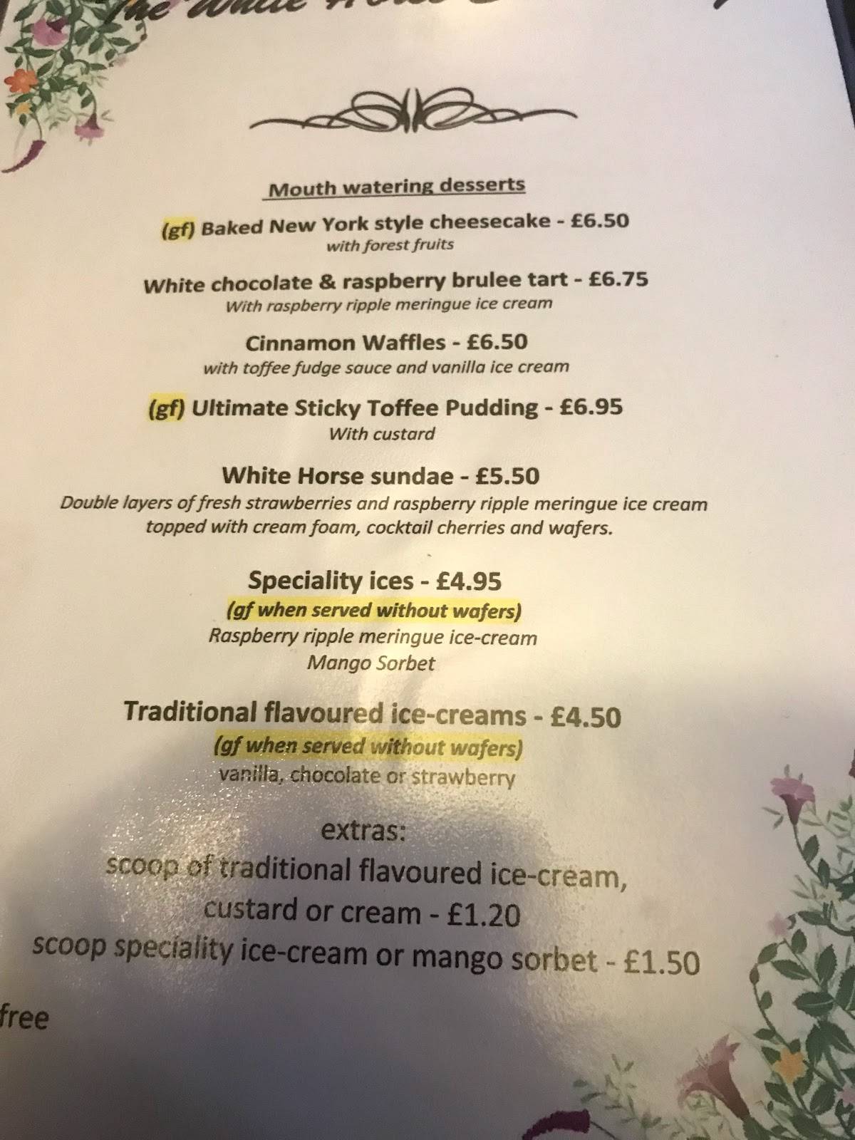 Menu at White Horse pub & bar, Whipsnade, 1 Market Sq