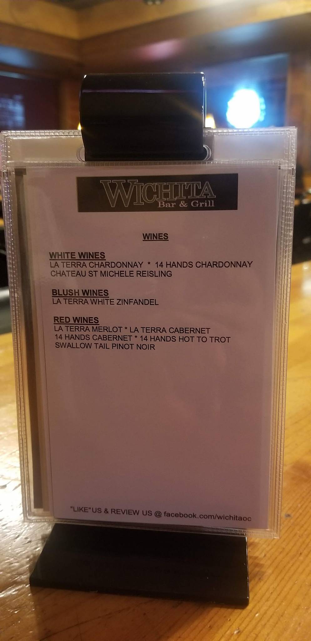 Menu at Wichita Bar & Grill, Oregon City