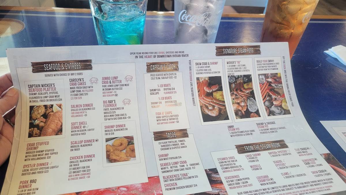 Menu at Wicker's Crab Pot Seafood restaurant, Chesapeake