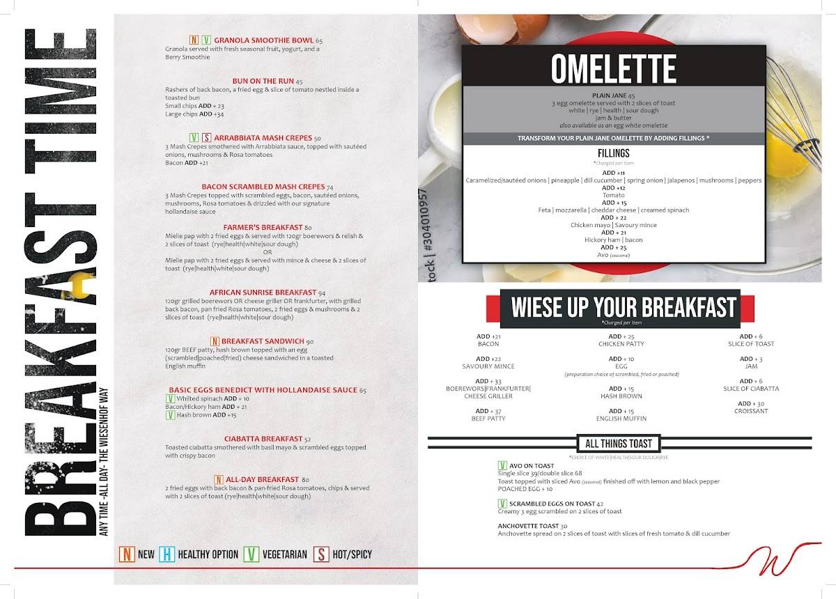 Menu at Wiesenhof Coffees St Georges restaurant, Port Elizabeth, St ...