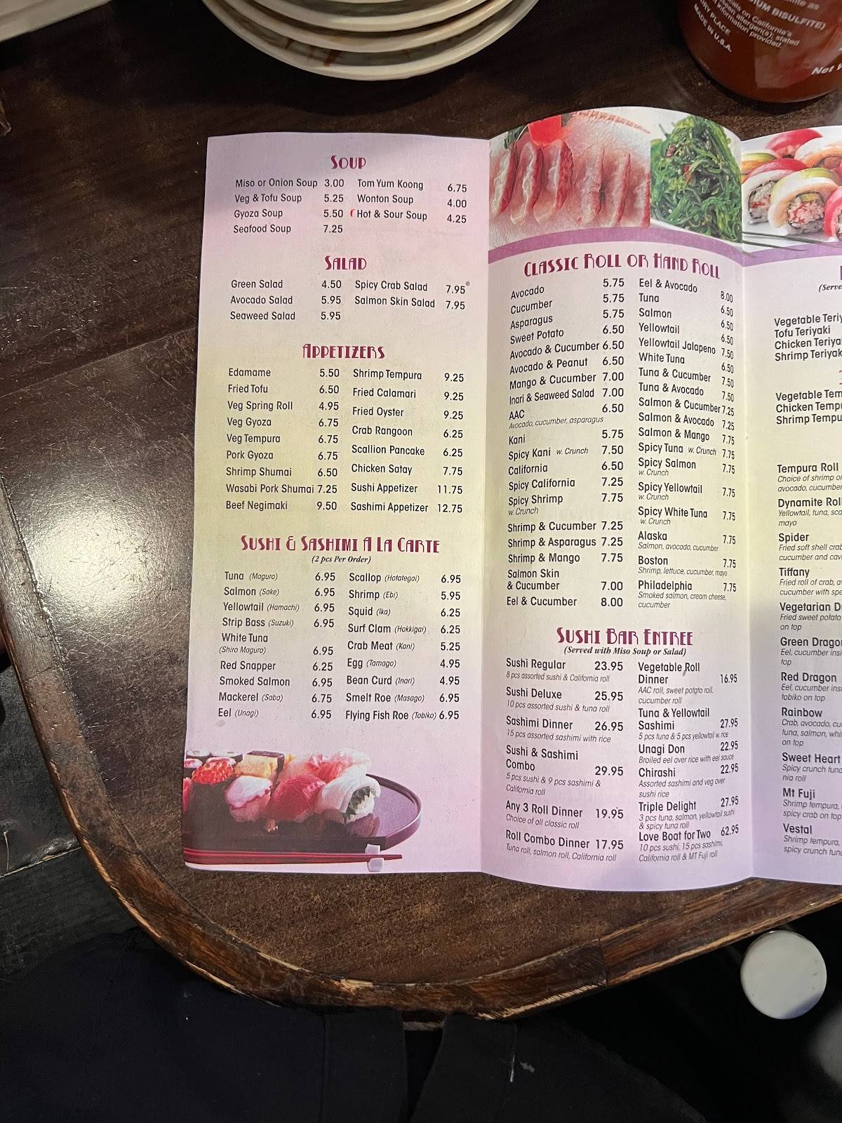 Menu at Wild Ginger restaurant, Corning