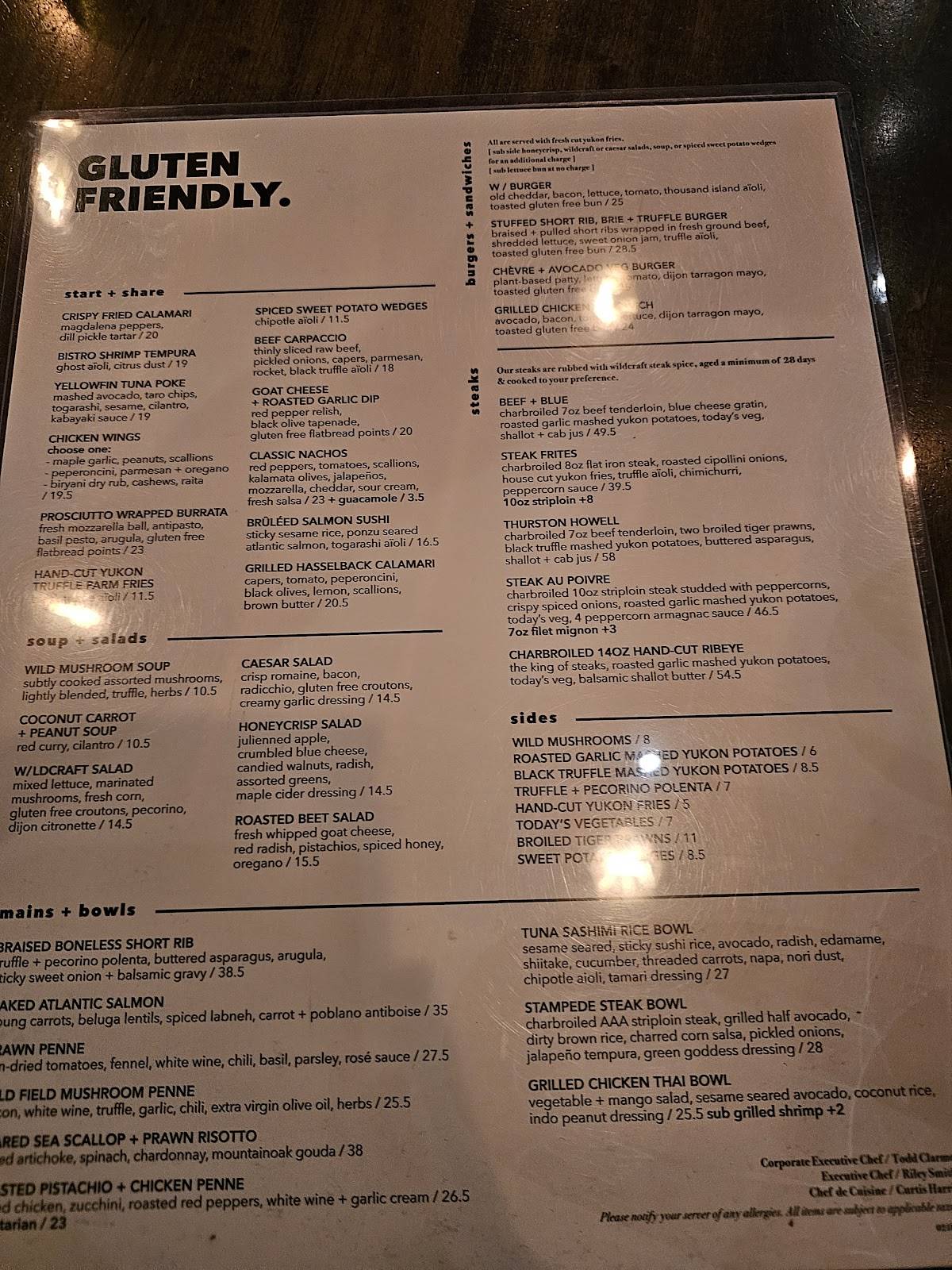 Menu at Wildcraft Grill + Long Bar, Waterloo