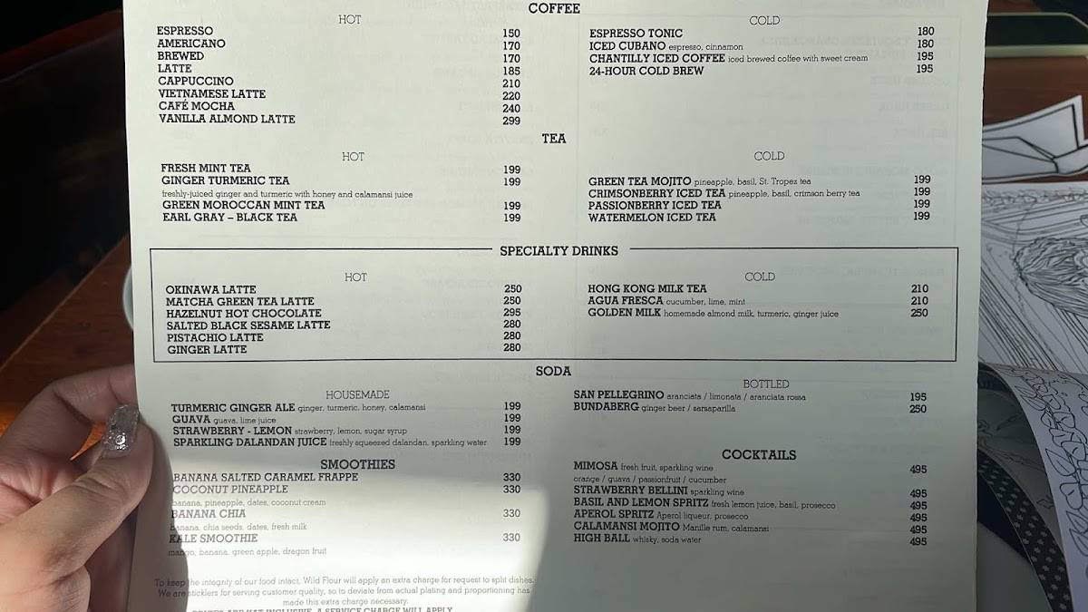 Menu at Wildflour Restaurant - Alabang, Muntinlupa