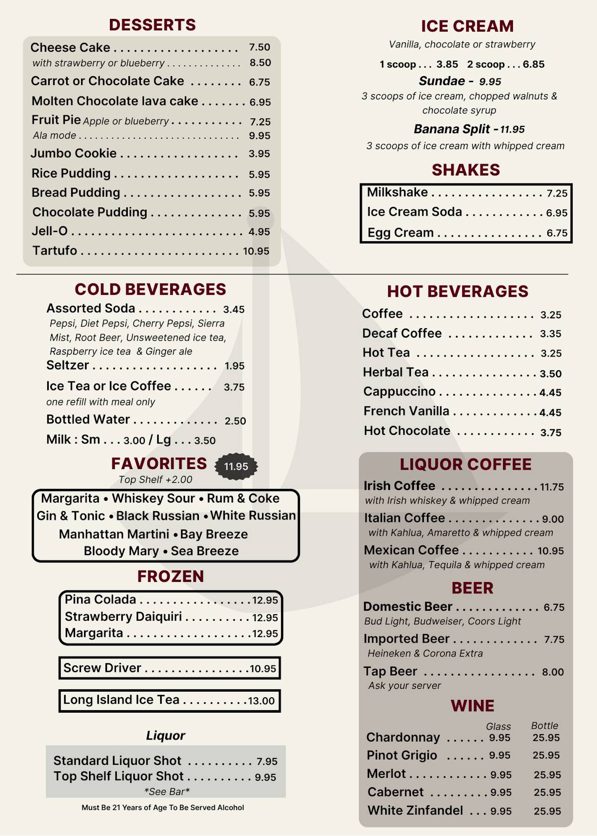 Menu at William Floyd Diner restaurant, Shirley