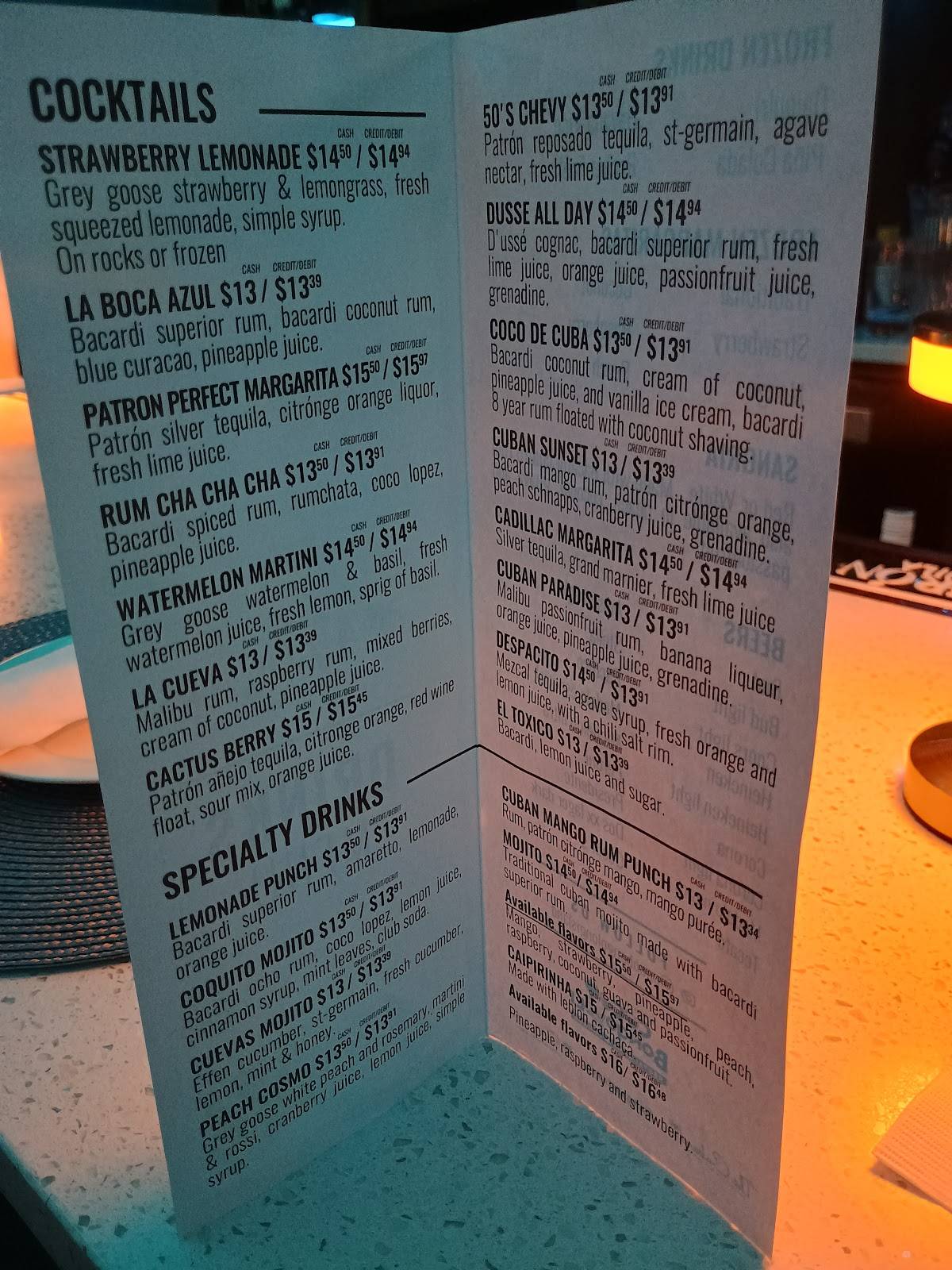 Menu at Willy's Azucar Cuban Restaurant & Bar, Massapequa Park